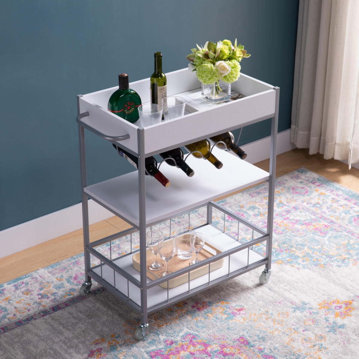Click here for Simplie Fun Kitchen Cart White Silver - White prices