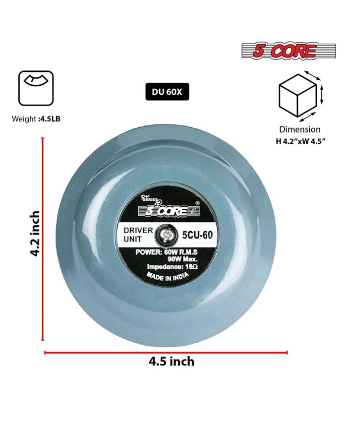 5 Core Compression Driver • 600W Peak Aluminium Tweeter Diaphragm • 16 ...