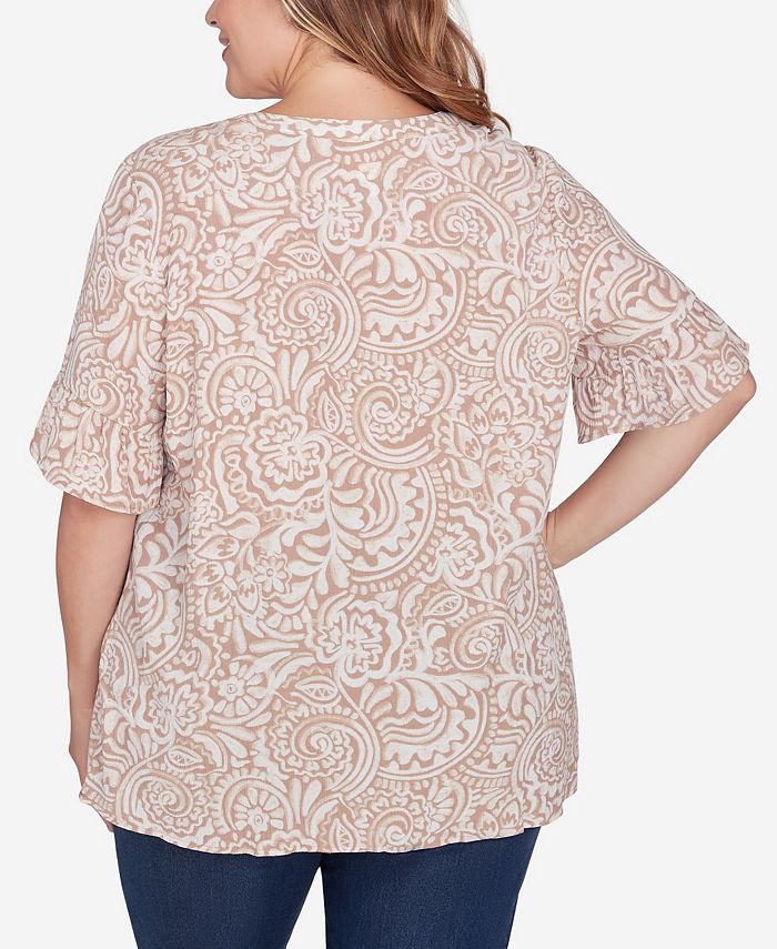 Ruby Rd. Plus Size Printed Rayon Gauze Top - Macy's