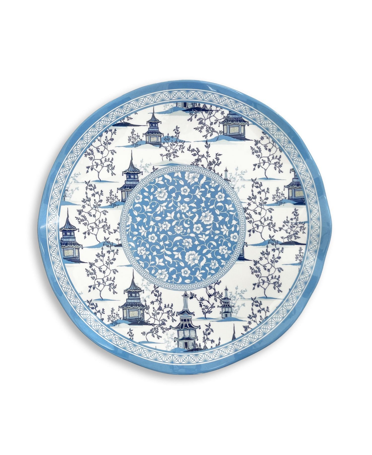 Click here for Q Squared Pagoda 16 Large Platter - White/Blue prices