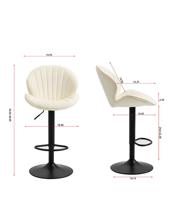 Simplie Fun Bar Stools Set Of 2 - Adjustable Barstools With Back And ...