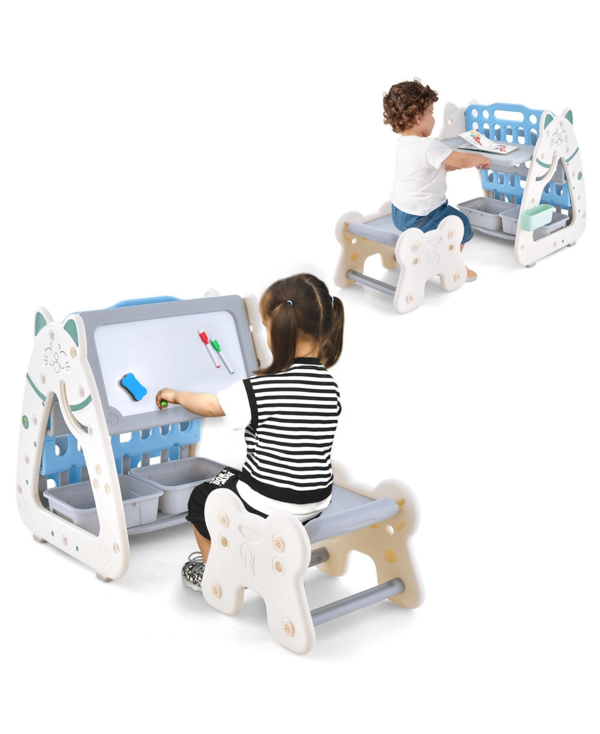 Click here for 3-In-1 Kids Art Easel with Stool Magnetic Dry-Eras... prices