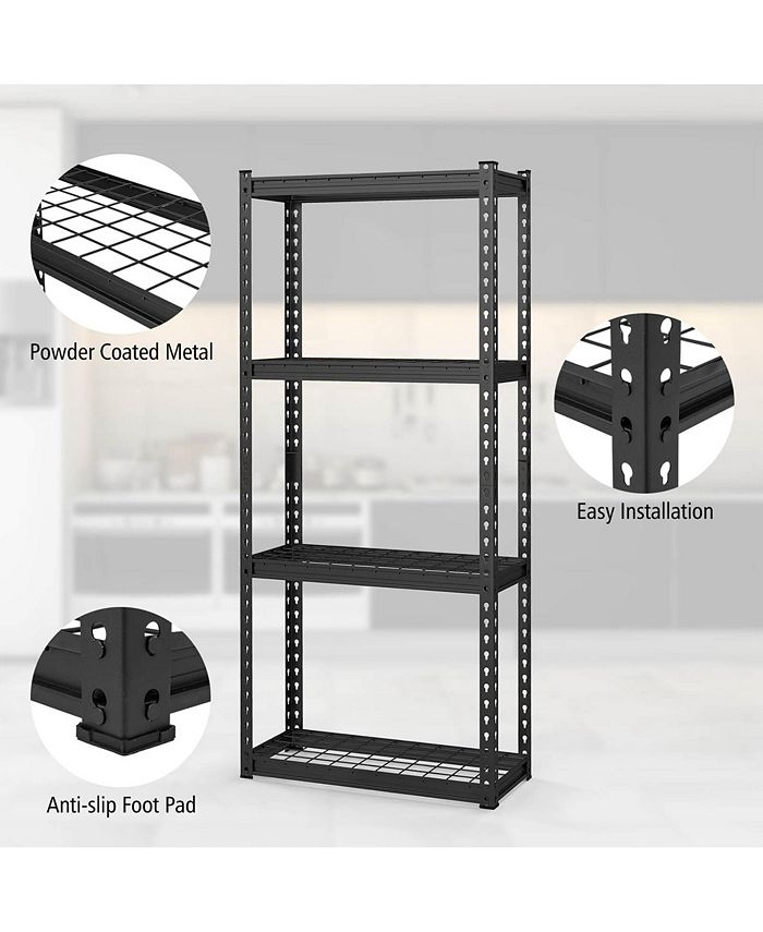 Costway 4 PCS 4-Tier Metal Shelving Unit Heavy Duty Wire Storage Rack ...
