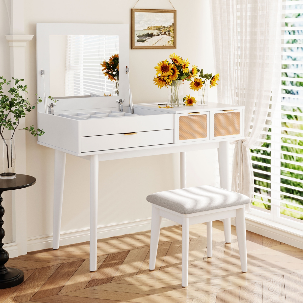 Click here for Streamdale 43" Wood Makeup Vanity Set with Mi... prices