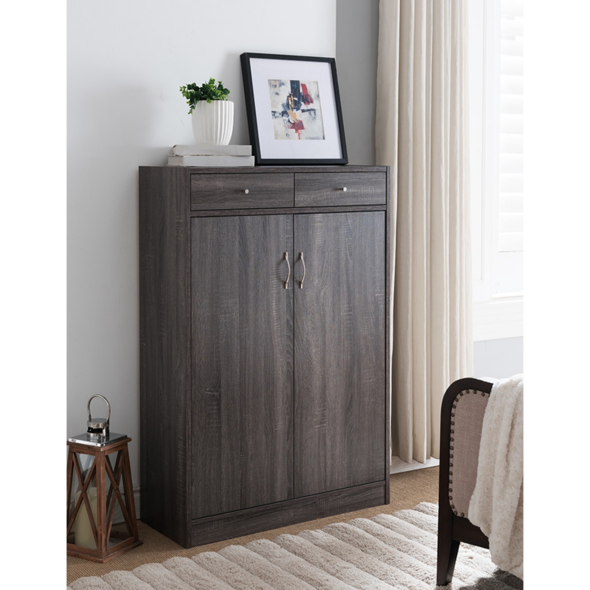 Click here for Streamdale Furniture Shoe Cabinet Distressed Grey... prices