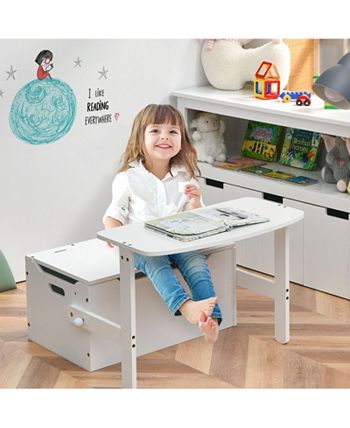 Slickblue 3-in-1 Kids Convertible Storage Bench Wood Activity Table and ...