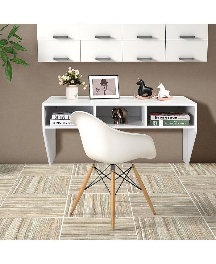 Costway Wall Mounted Floating Computer Table Desk Home Office Furni ...