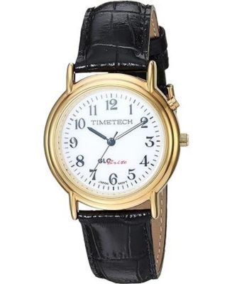 TIMETECH Glow in The Dark Light Up Watch with Black Leather Strap - Macy's