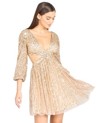 Lara Women's Long Sleeve Cut Out Dress with Lace Up Back - Macy's