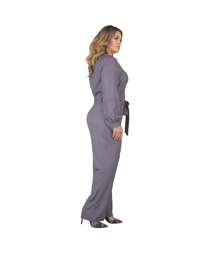 Standards & Practices Plus Size Long Sleeve Cropped Jumpsuit - Macy's