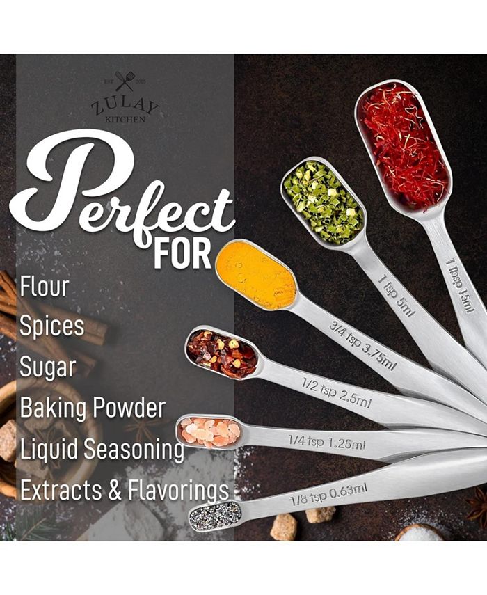 Zulay Kitchen Measuring Spoons Rectangular with Leveler - Set of 6 - Macy's