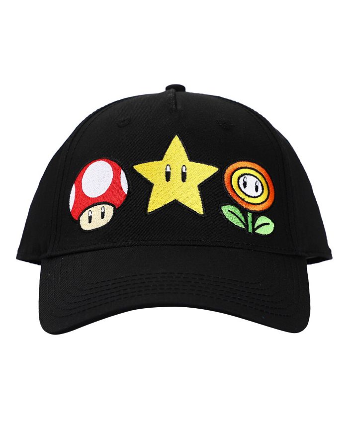 SUPER MARIO Men's Brothers Power-Ups Black Traditional Adjustable Hat ...