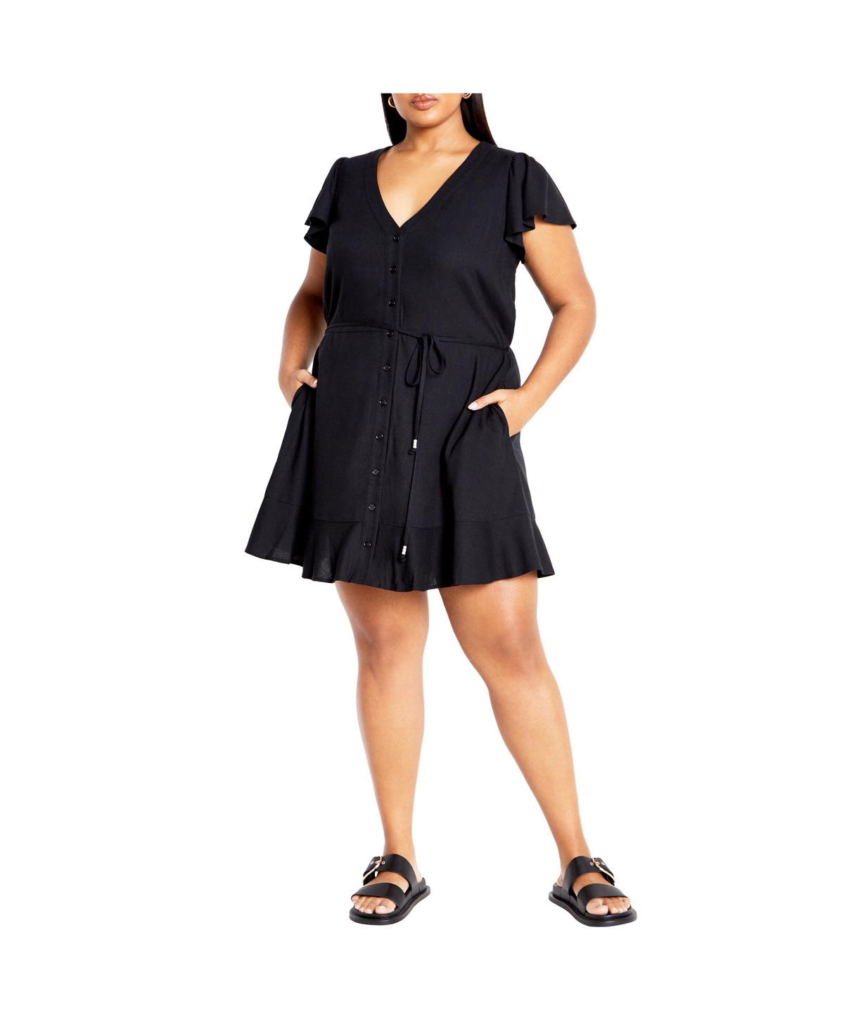 Click here for City Chic Womens Button Betty Dress - Black prices