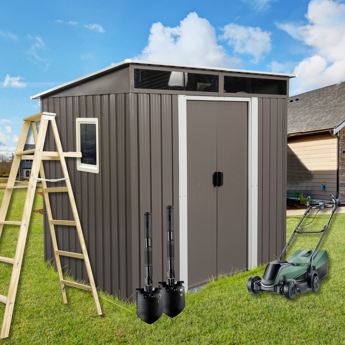Click here for Streamdale 6FT X 5FT Outdoor Metal Storage Shed Wi... prices