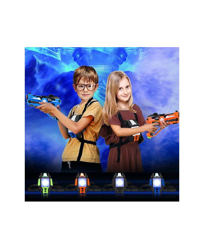 Slickblue 4 pcs Set Laser Tag Guns with Vests LED Target Armor-Guns ...