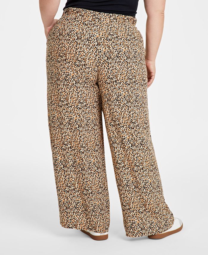 On 34th Trendy Plus Size Leopard Printed Wide-Leg Pants, Created for ...