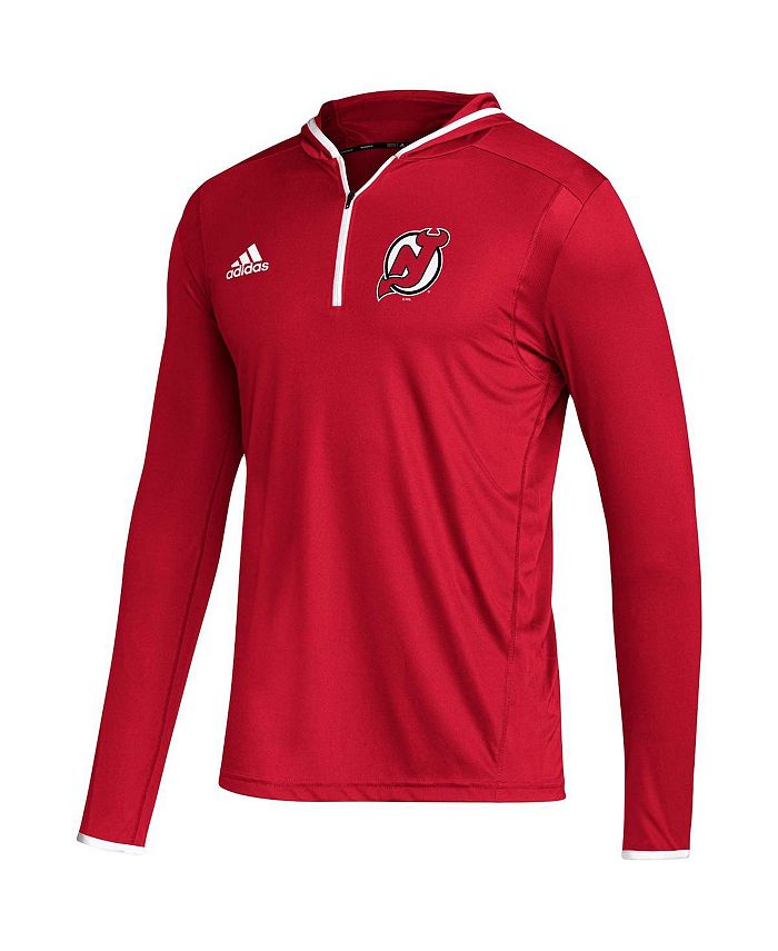 adidas Men's New Jersey Devils Team Long Sleeve Quarter-Zip Hoodie T ...