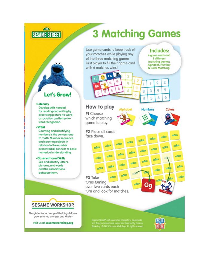 Masterpieces Kids Games - Sesame Street Set of 3 Matching Games - Macy's
