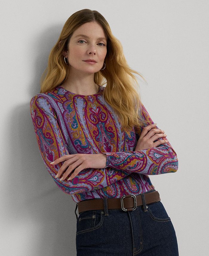 Lauren Ralph Lauren Women's Slim-Fit Paisley Sweater - Macy's