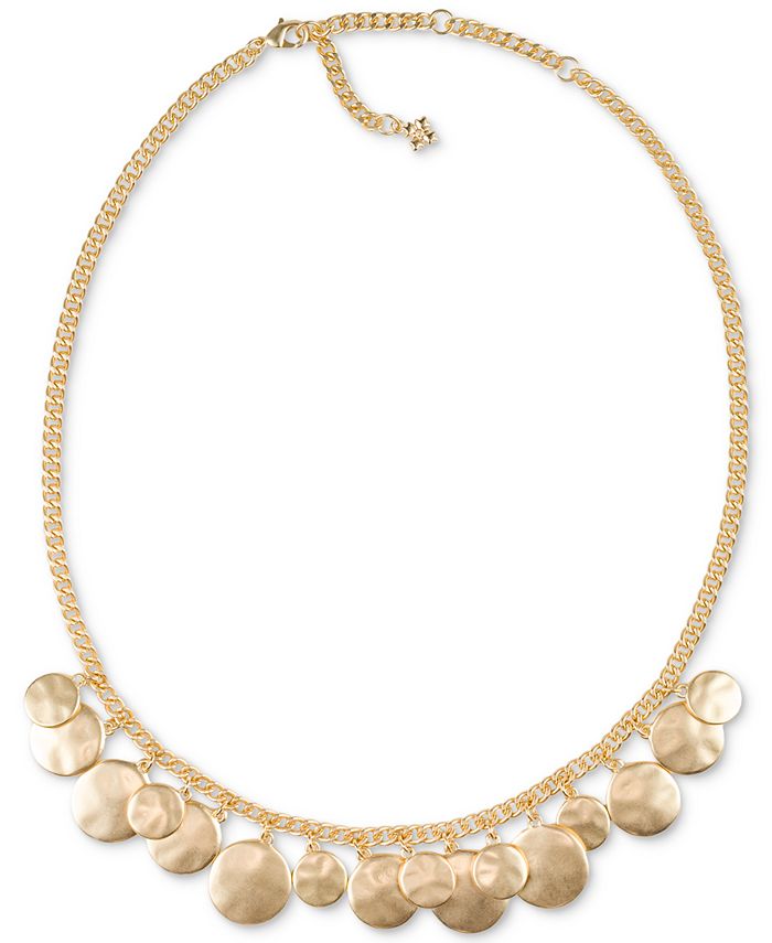 Patricia Nash Gold-Tone Hammered Disc Statement Necklace, 18" + 3" extender - Macy's