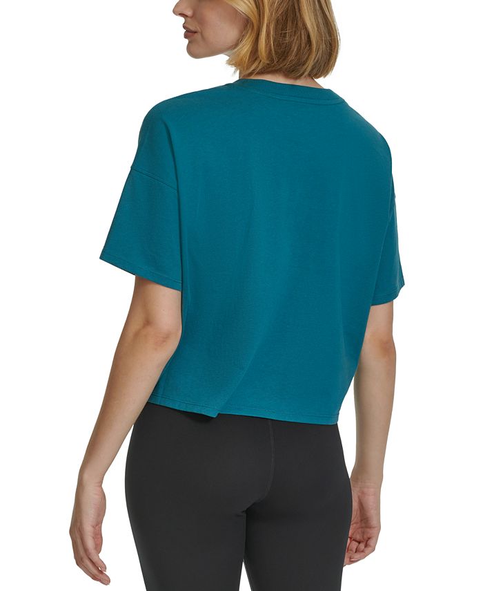Calvin Klein Women's Cotton Raised Logo Cropped T-Shirt - Macy's
