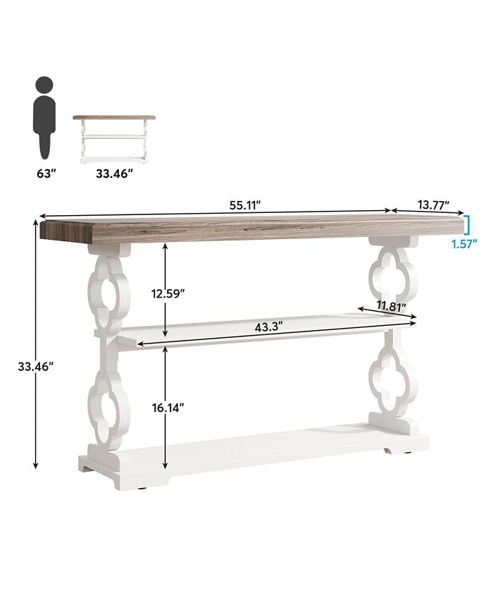 Tribesigns Farmhouse Console Table, 55 inch Rustic Entryway Sofa Table ...