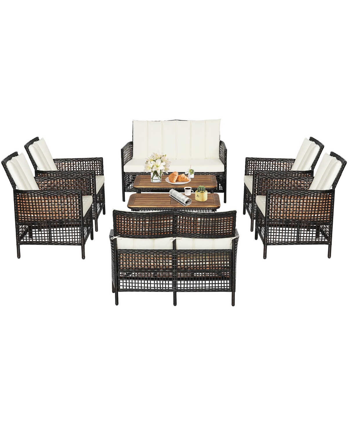 Click here for Costway 8PCS Patio Rattan Furniture Set Cushioned... prices