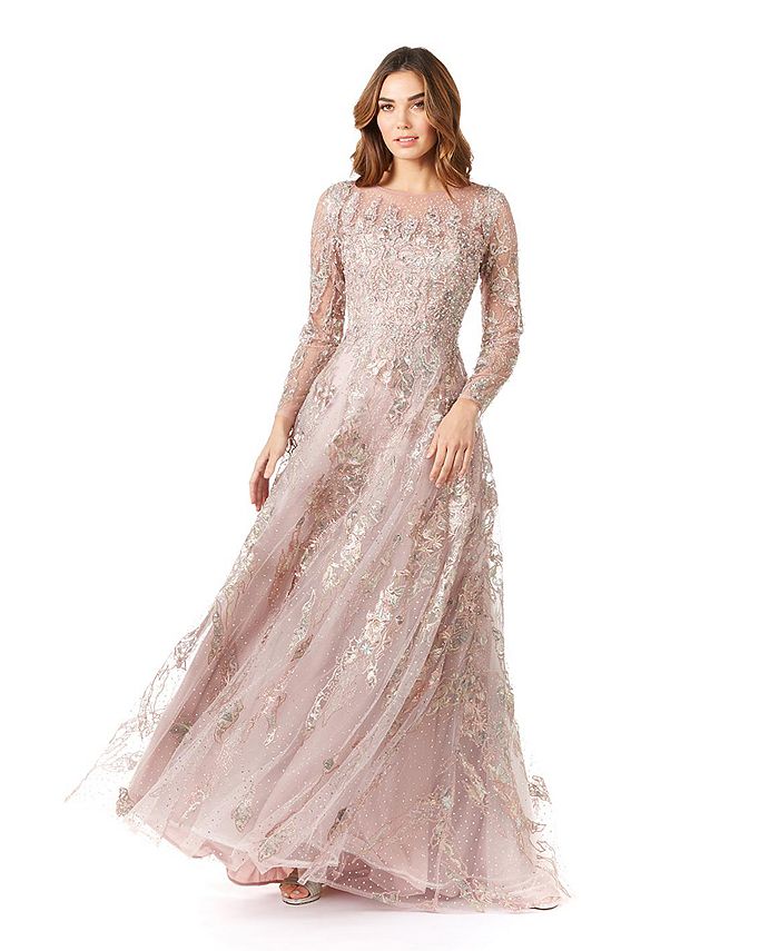 Lara Women's Beaded Long Sleeve A-line Dress - Macy's