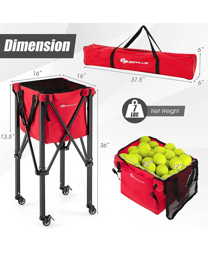 Slickblue Lightweight Foldable Tennis Ball Teaching Cart with Wheels ...