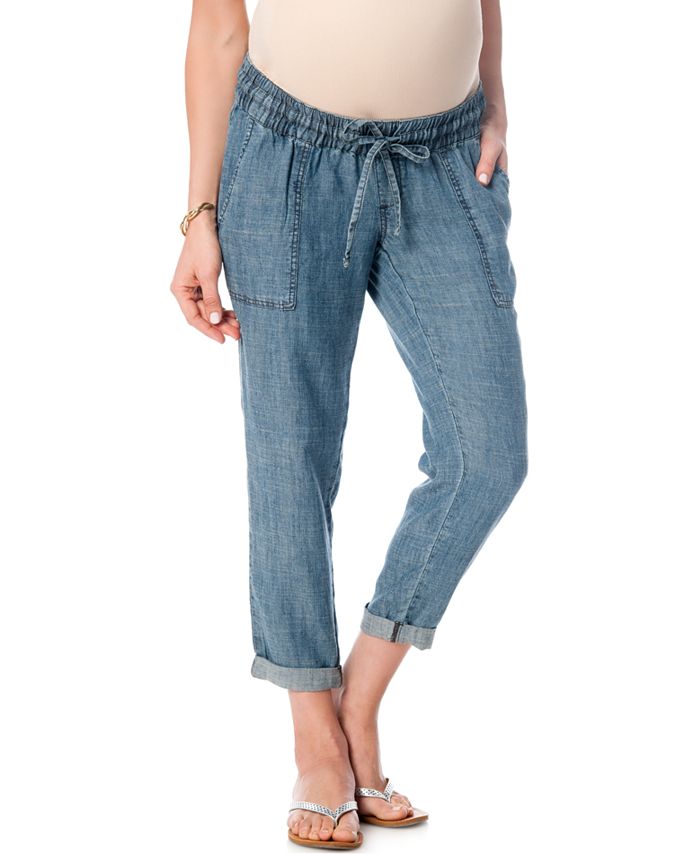 A Pea in the Pod Maternity Chambray Crop Pants - Macy's