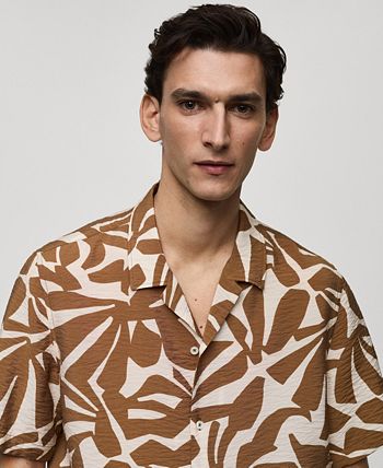 MANGO Men's Regular Fit Texture Printed Shirt - Macy's