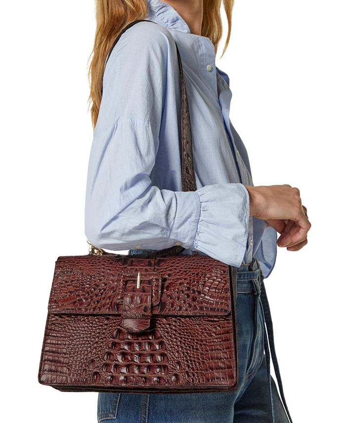 Brahmin Hallie Radiant Red Solarium Small Leather Satchel - Macy's