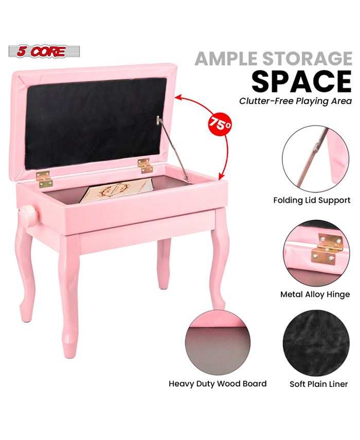 5 Core Piano Bench Wooden Height Adjustable Keyboard Stool Heavy Duty ...