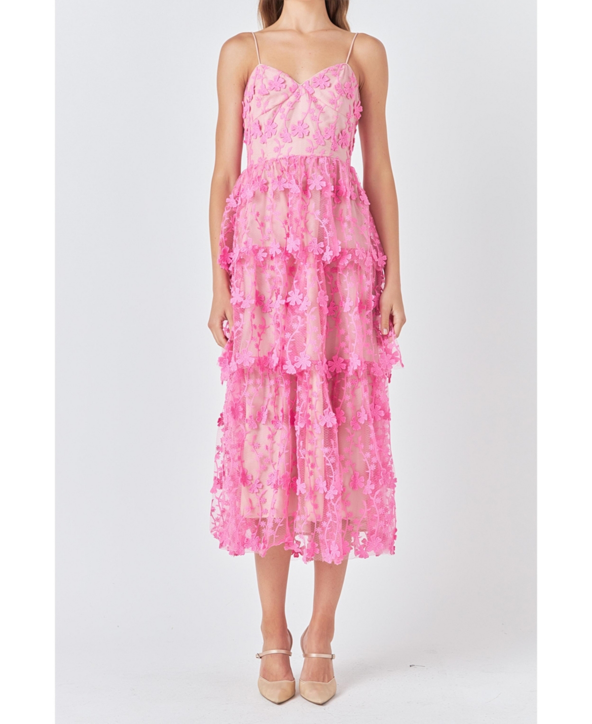 Click here for endless rose Womens Crochet Layered Midi Dress - P... prices