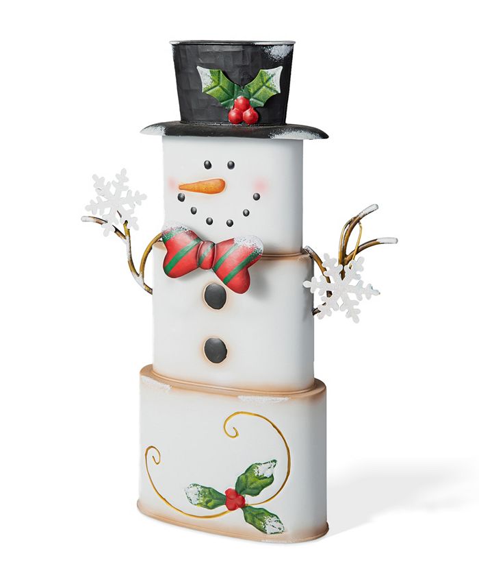 Glitzhome 17 H Metal Stacked Box Snowman Table Decor - Macy's