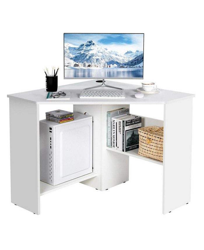 Slickblue Corner Computer Desk Triangle Writing Workstation with ...