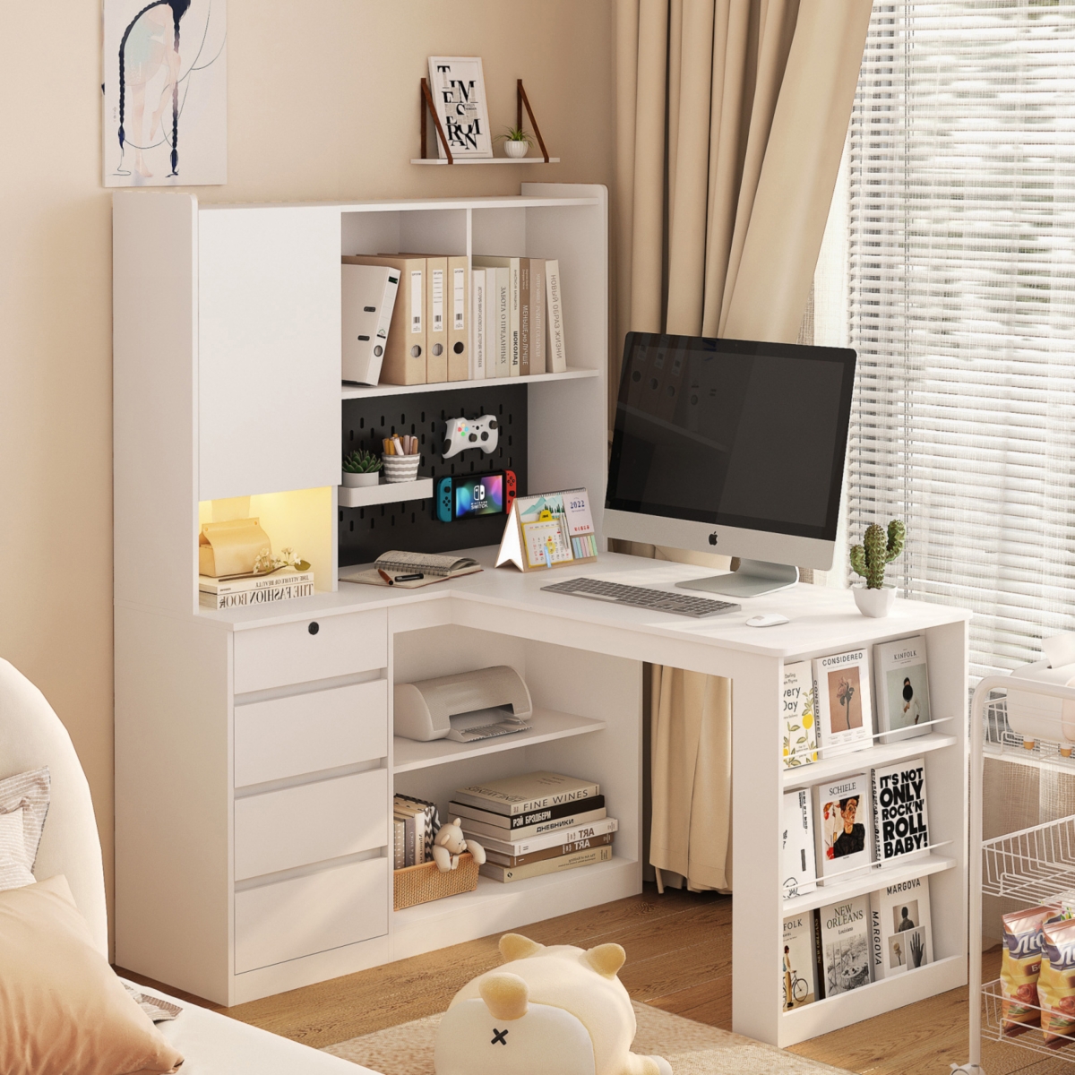 Click here for Streamdale L-Shaped Space-Saving Desk with Chargin... prices