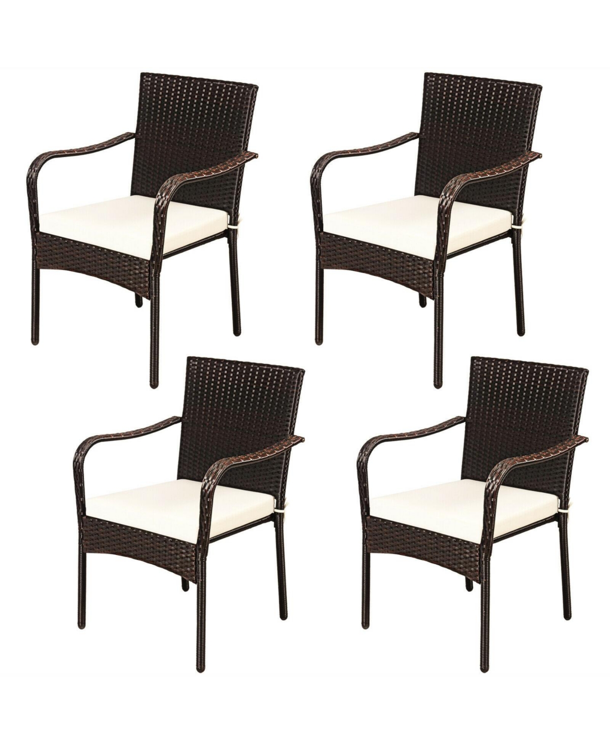Click here for Slickblue Set of 4 Patio Rattan Stackable Dining C... prices