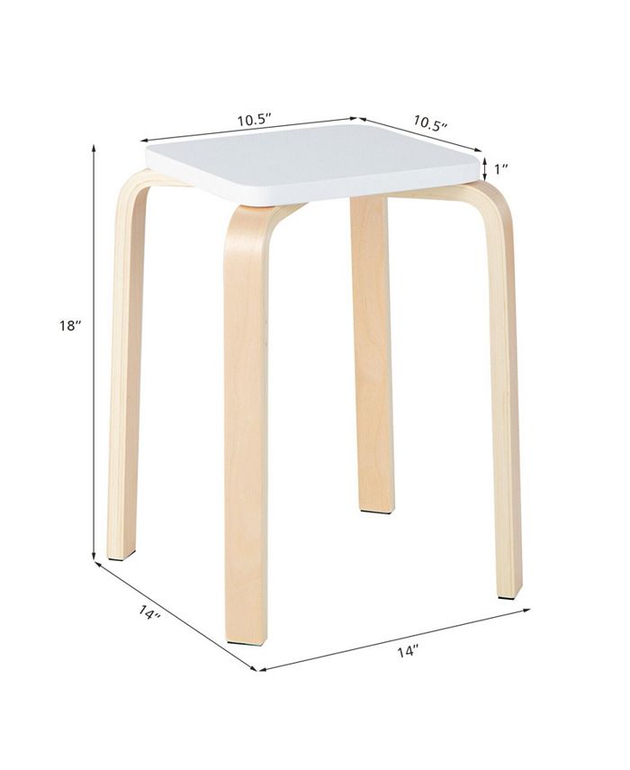 Slickblue Set of 4 Colorful Square Stools with Anti-slip Felt Mats - Macy's