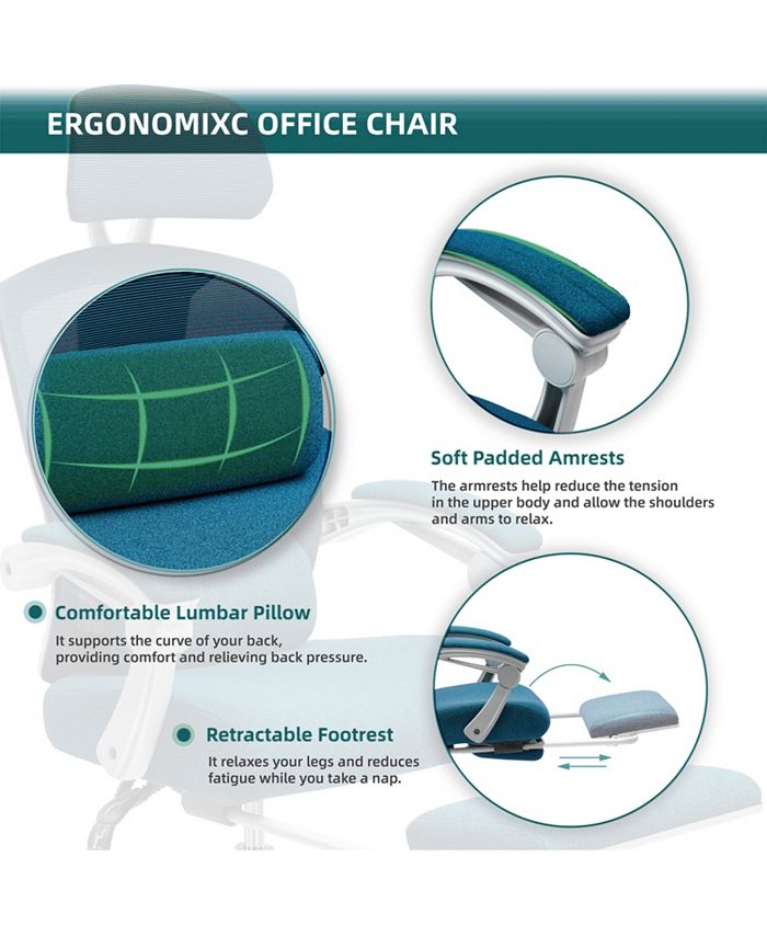 Simplie Fun Mesh High Back Ergonomic Office Chair Lumbar Support Pillow ...