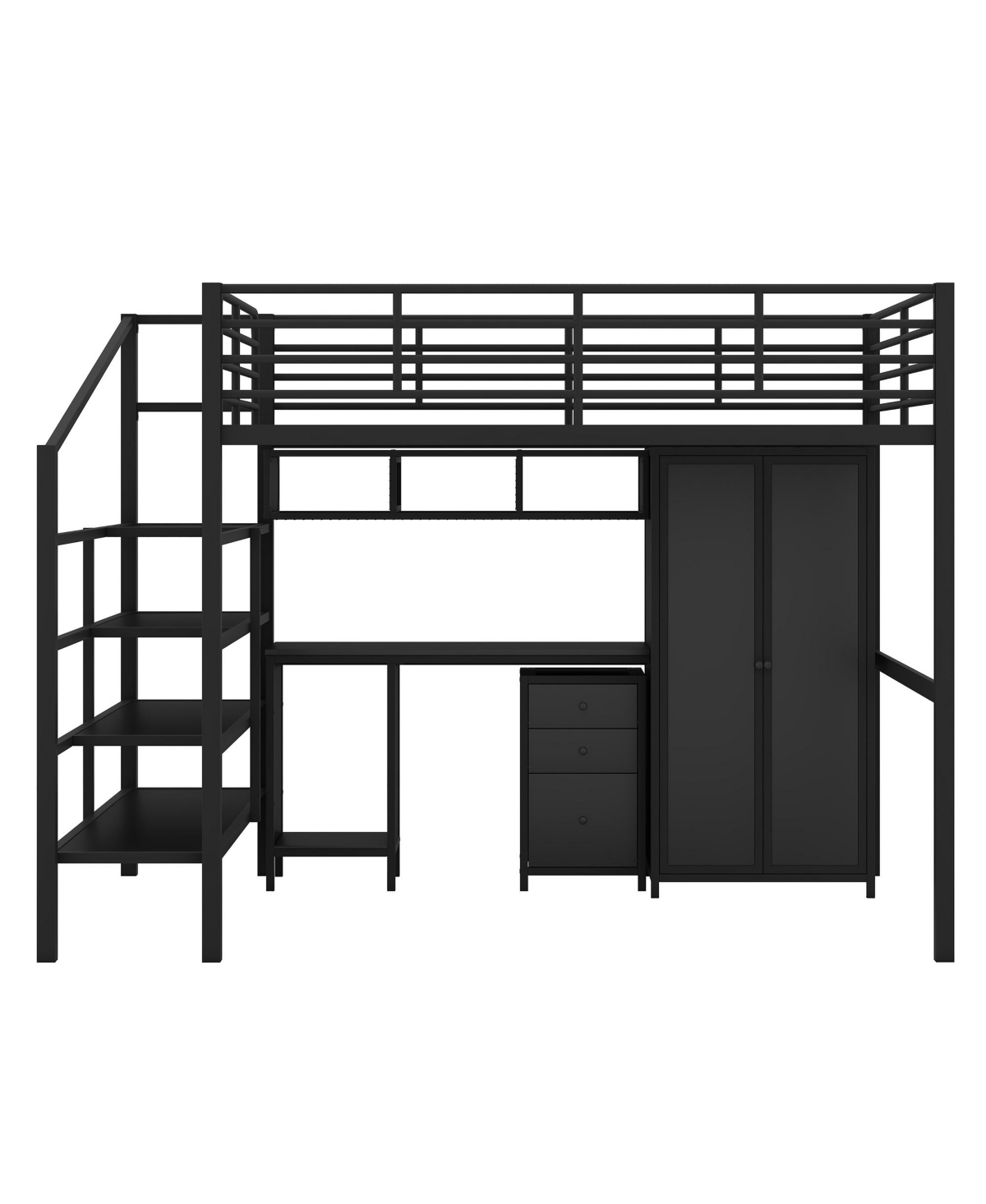 Click here for Simplie Fun Metal Loft Bed With Table Set And Ward... prices