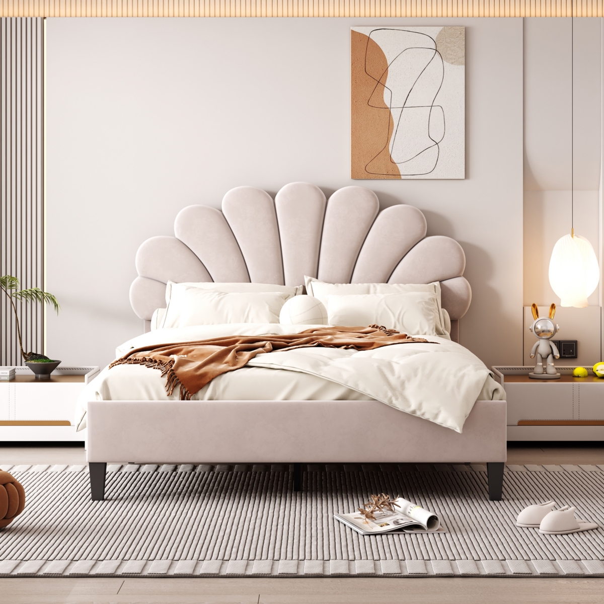 Click here for Streamdale Upholstered Platform Bed with Velvet He... prices