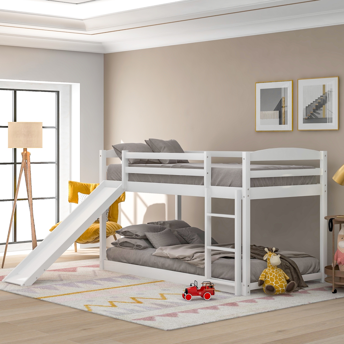 Click here for Streamdale Twin Over Twin Bunk Bed With Convertibl... prices