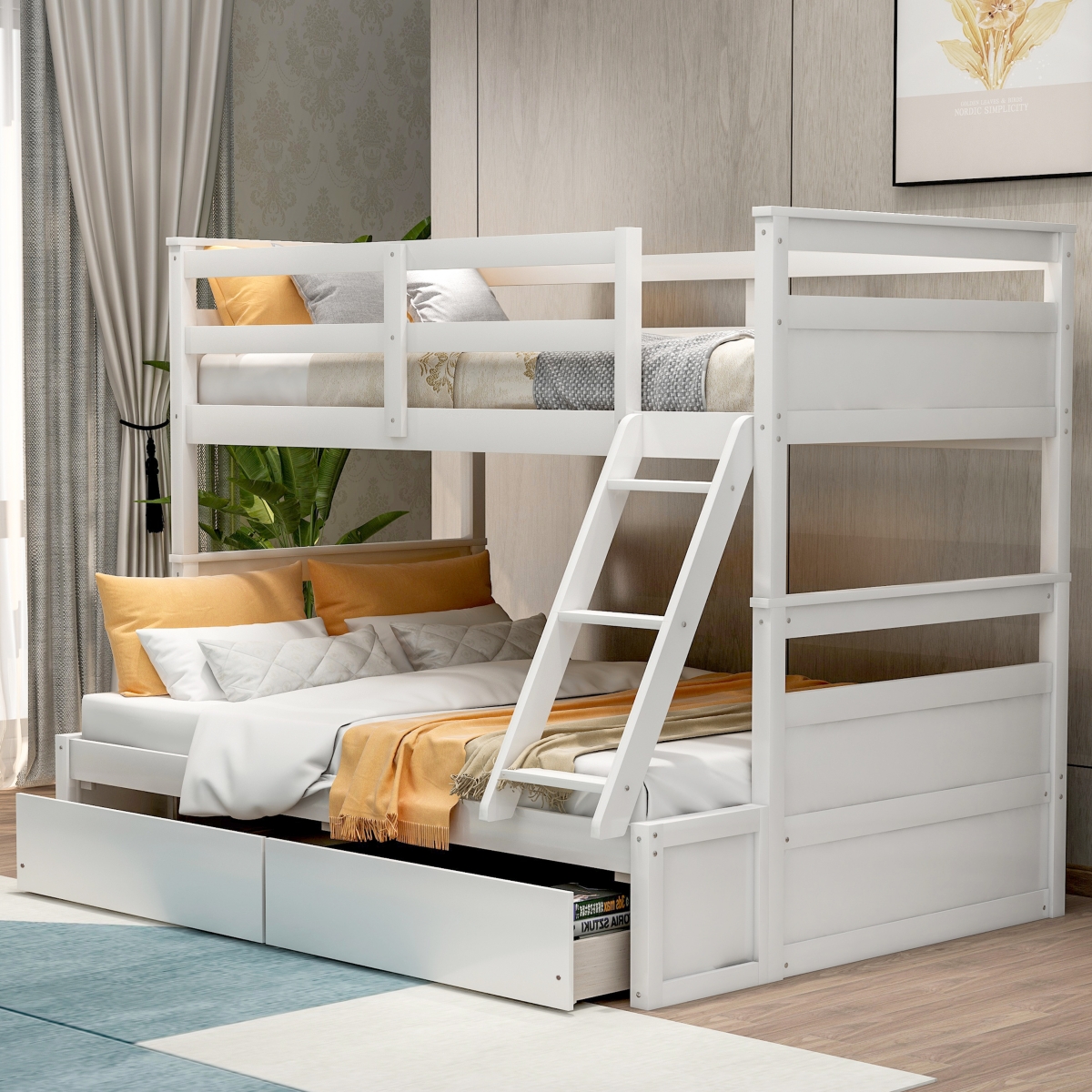 Click here for Streamdale Twin Over Full Bunk Bed With Storage -... prices