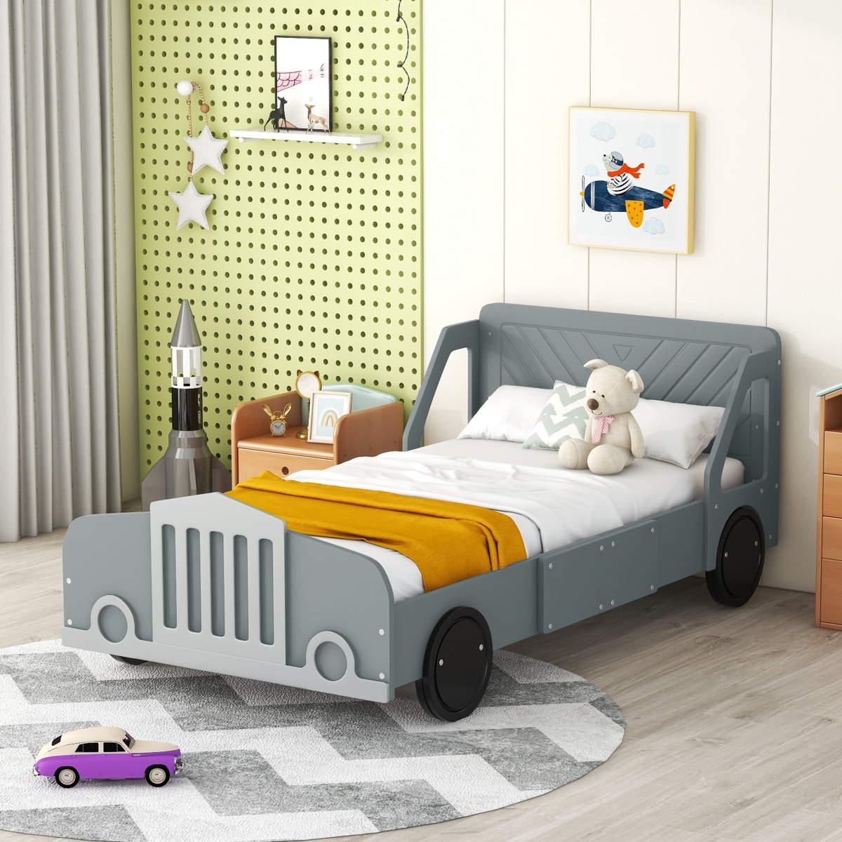 Click here for Streamdale Twin Size Car-Shaped Platform Bed With... prices