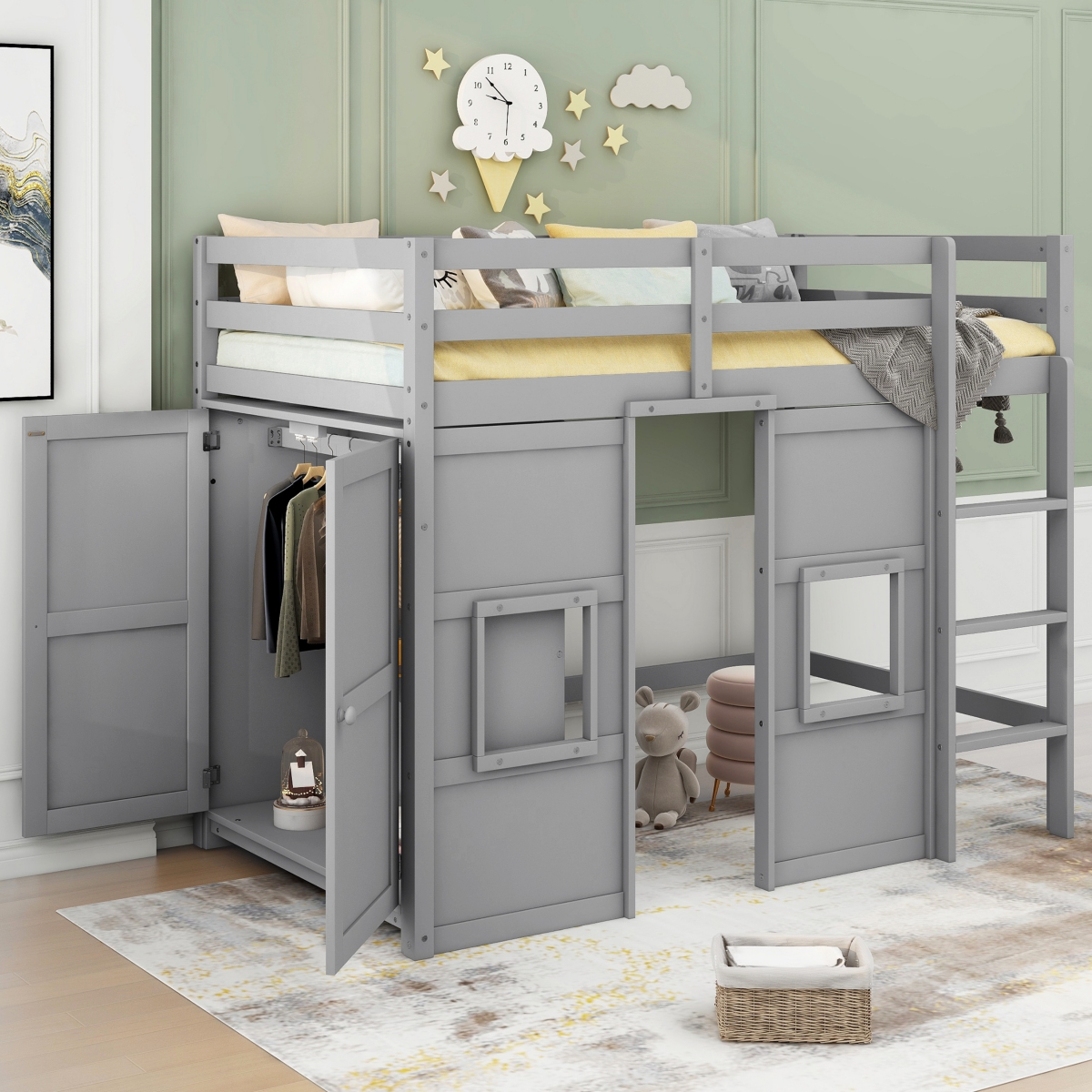 Click here for Streamdale Twin Loft Bed with Storage and Windows... prices