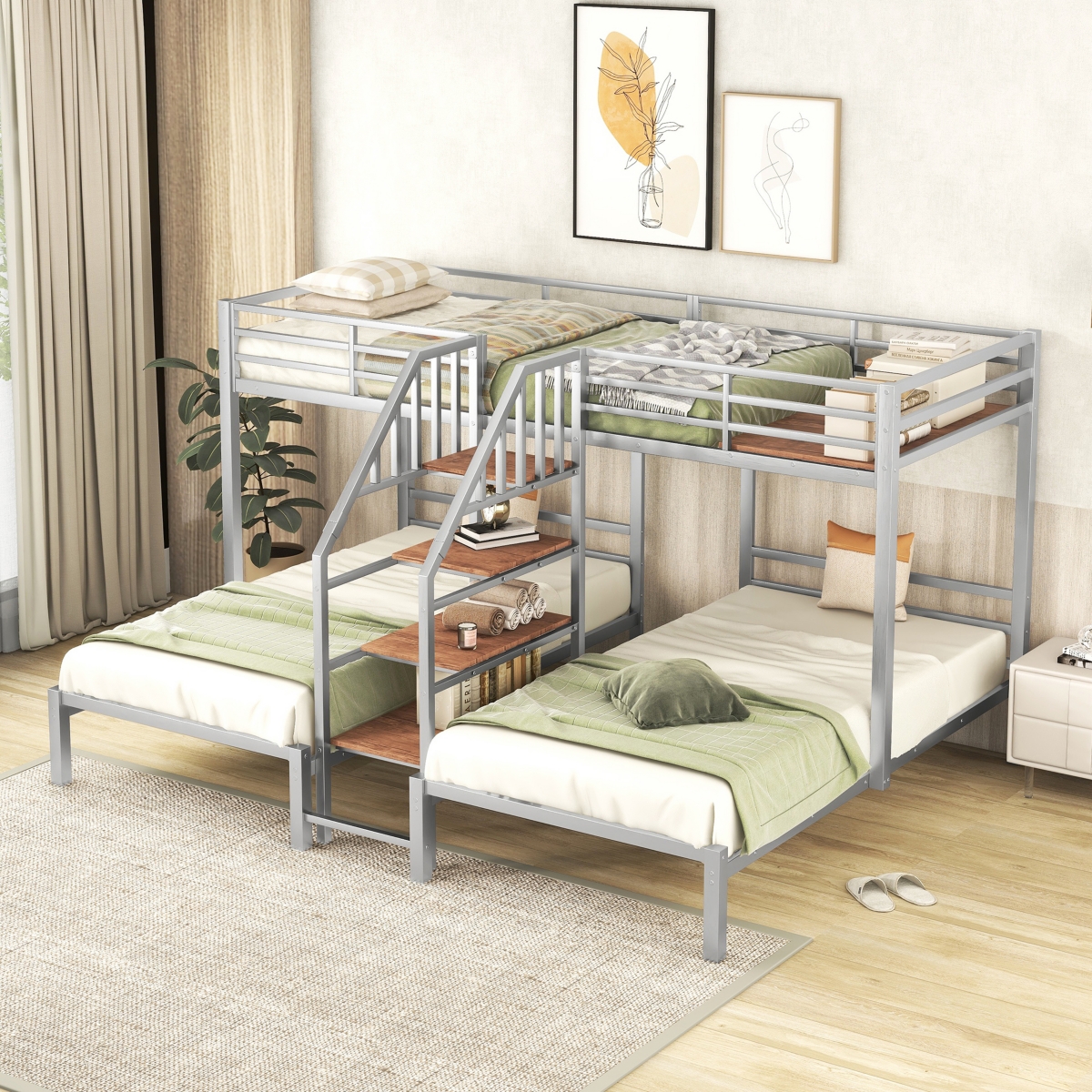 Click here for Streamdale Triple Bunk Bed w/ Staircase & Storage... prices