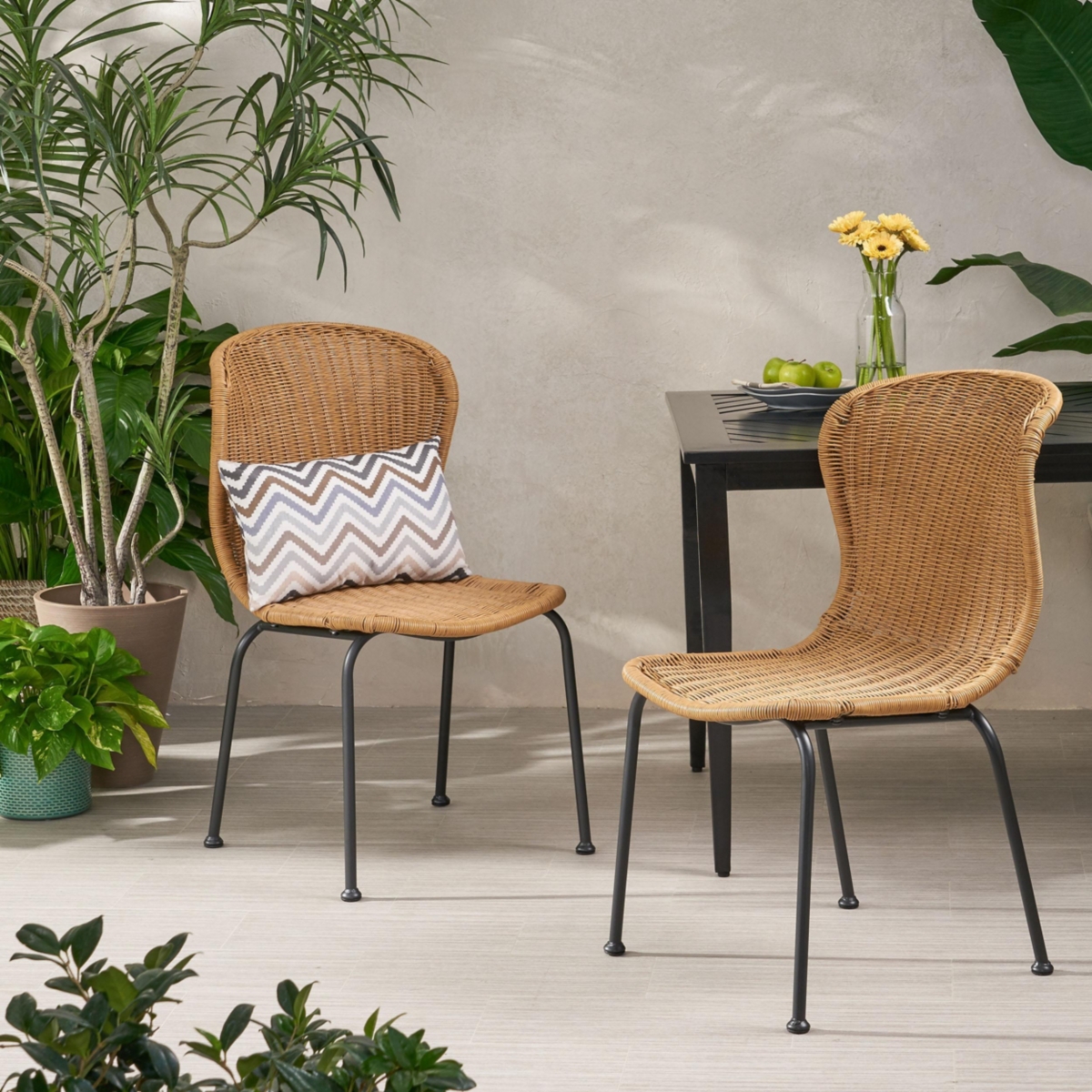 Click here for Streamdale Sleek Outdoor Wicker Dining Chair Set f... prices