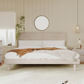 Modern Concise Style Solid Wood Grain Platform Bed Frame, Full, Stone ...