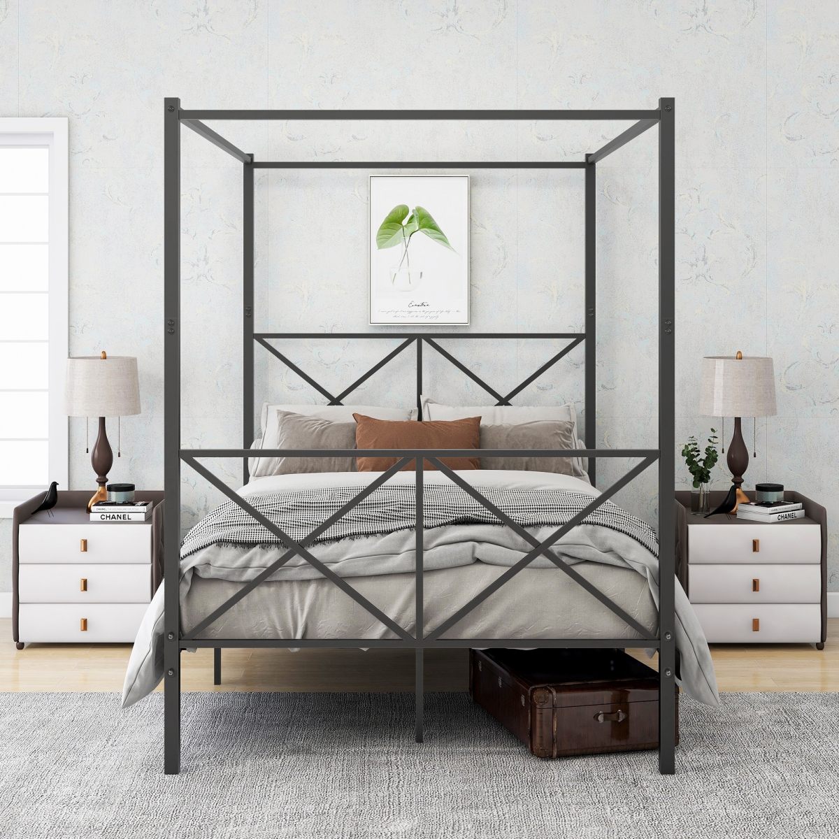 Click here for Simplie Fun Metal Canopy Bed Frame  Platform Bed F... prices